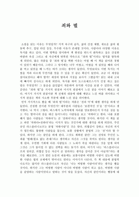[독서감상문] 죄와 벌