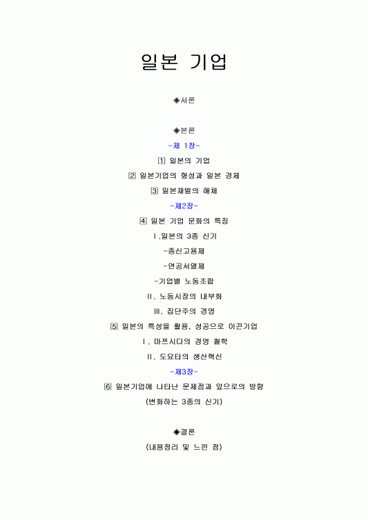 일본기업 형성, 일본재벌 해체, 기업 문화 특징
