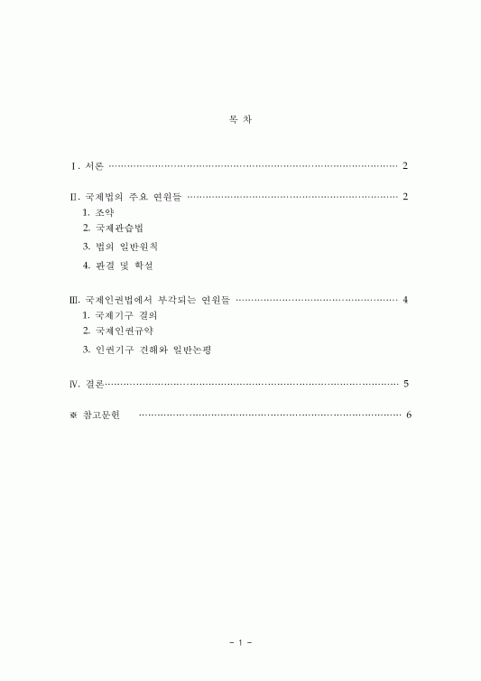국제인권법에서 부각되는 연원과 각 연원별 정의와 특성에 대해