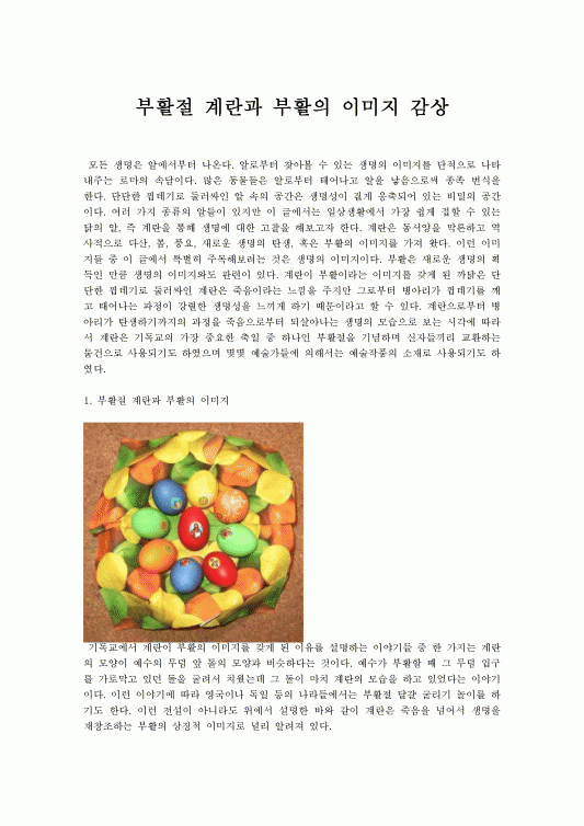 부활절 계란과 부활의 이미지 감상