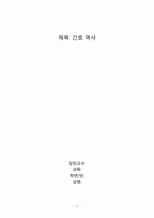 간호역사 간호학개론 개별보고서