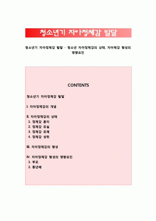청소년기 자아정체감 발달 - 청소년 자아정체감의 상태, 자아체감 형성의 영향요인