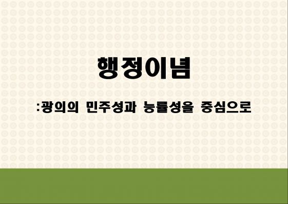 행정이념 [광의의 민주성과 능률성을 중심으로]