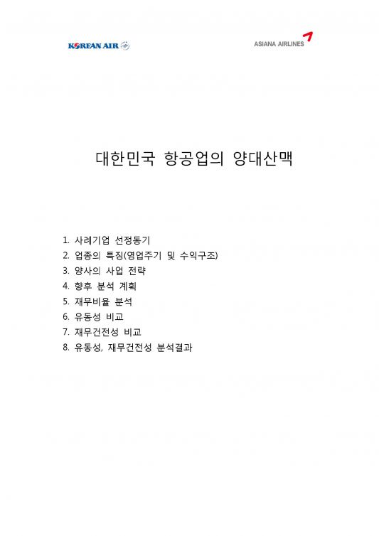 [재무회계론] 대한민국 항공업의 양대산맥 (대한항공 & 아시아나)