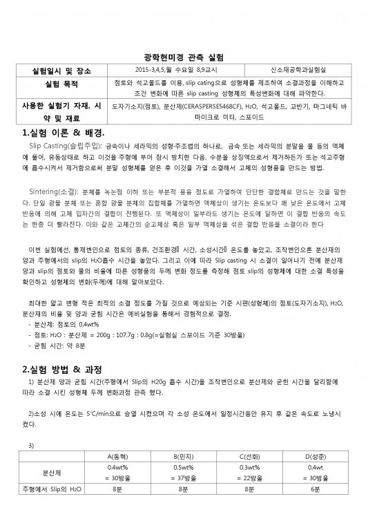 실험보고서-slip casting