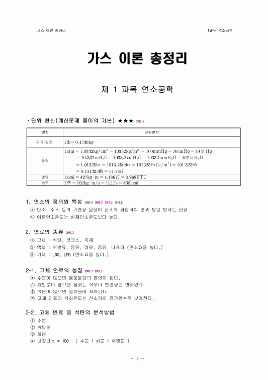 가스기사.산업기사 : 필기.실기합격대비 필수공식 및 이론총정리