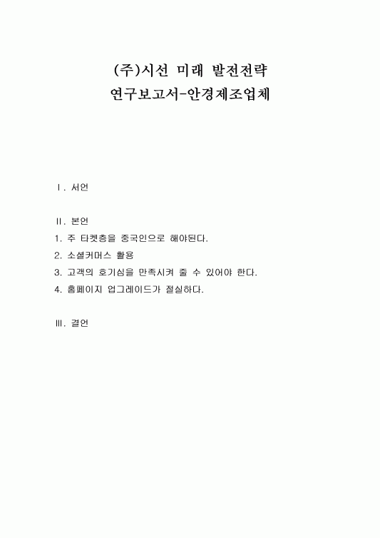 (주)시선 미래 발전전략 연구보고서-안경제조업체