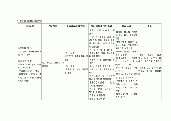 성인 복막암 케이스 받았습니다. 복막암 간호진단 7개