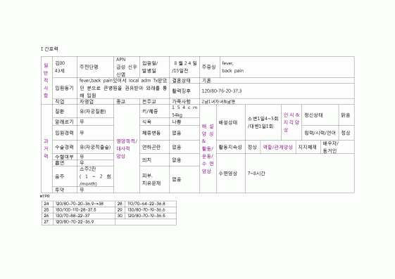성인 신우신염 케이스 받았습니다. 신체사정, 간호진단 5개