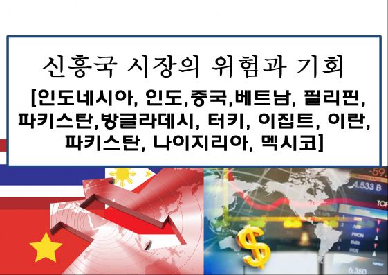 신흥국 시장의 위험과 기회 [인도네시아, 인도,중국,베트남, 필리핀, 파키스탄,방글라데시, 터키, 이집트, 이란,파키스탄, 나이지리아, 멕시코]