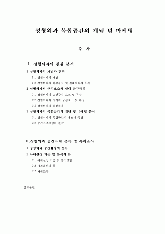 성형외과 복합공간의 개념 및 마케팅
