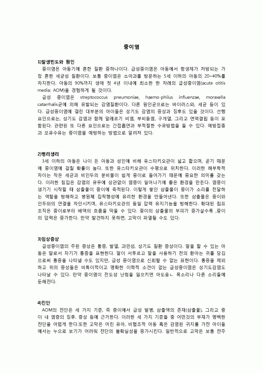 중이염 레포트 자료