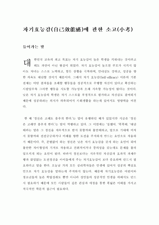 [독후감/서평/요약] 자기효능감