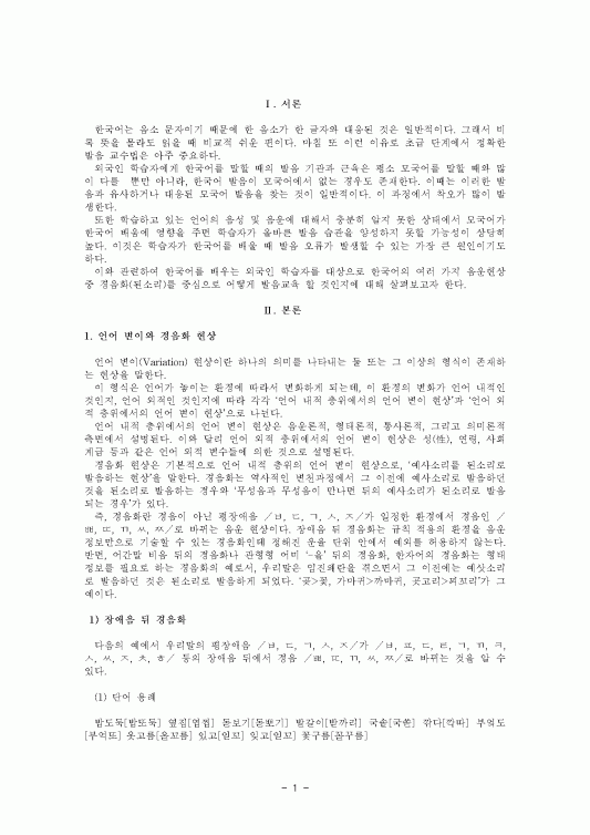 한국어 경음화 발음교육