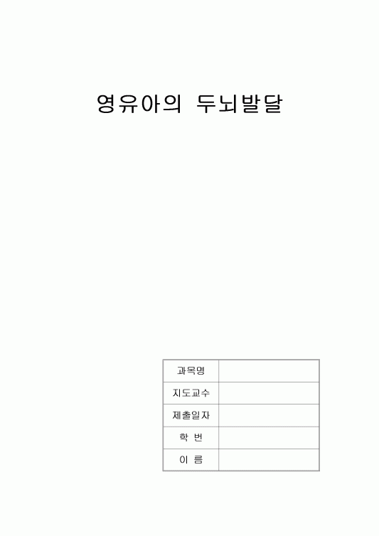 내 아이를 위한 두뇌발달 보고서 레포트