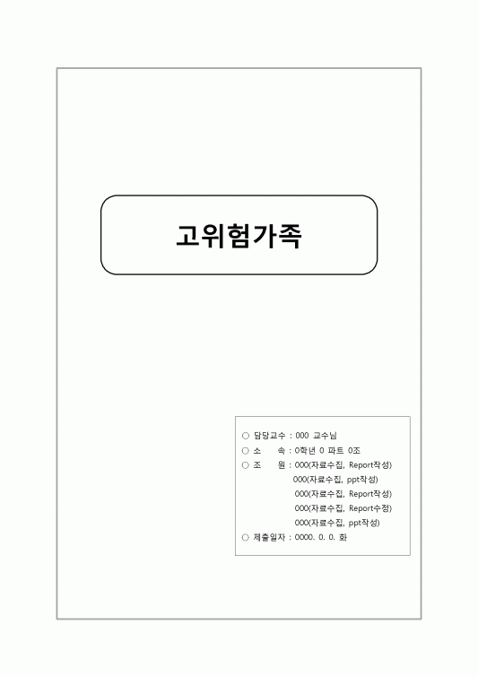 [지역사회간호학] 고위험가족