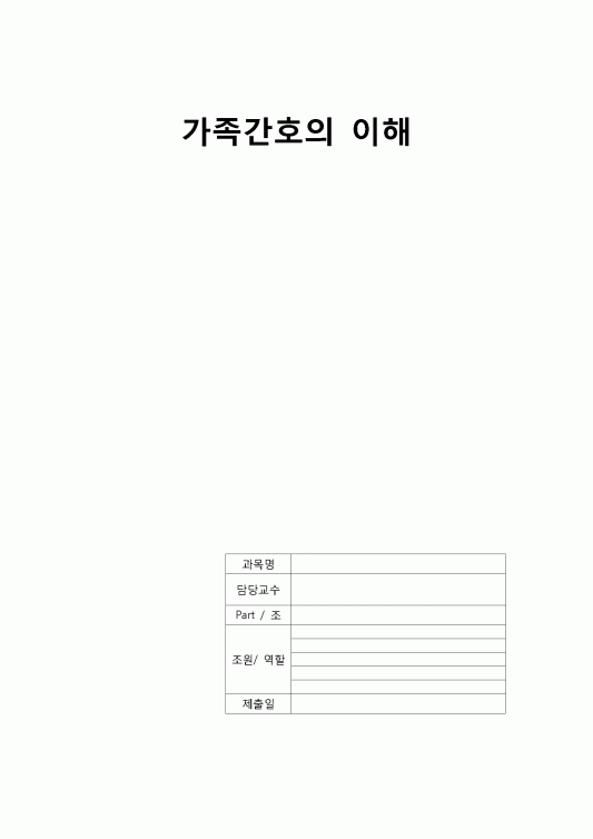 지역사회간호학) 가족간호의 이해