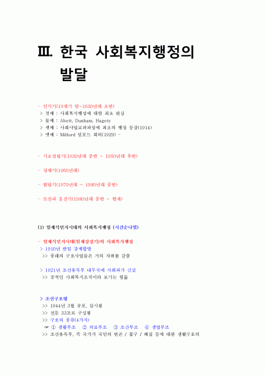 사회복지행정론 - 한국 사회복지행정의 발달