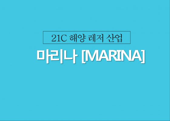 21C 해양 레저 산업 마리나[Marina]