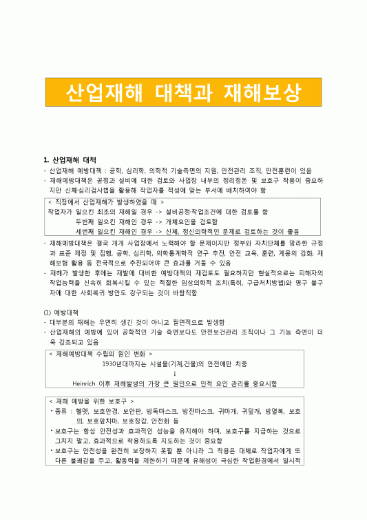 산업재해 대책과 재해보상