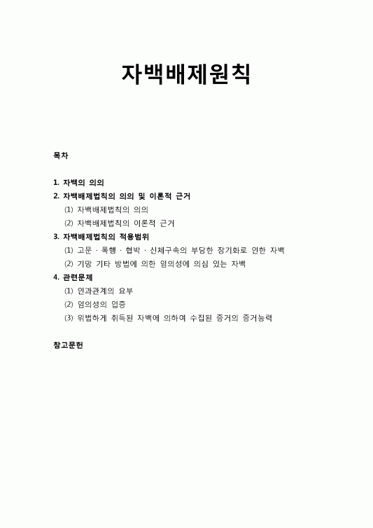 [형사소송법] 자백배제원칙 - 자백의 의의, 자백배제법칙의 의의 및 이론적 근거, 자백배제법칙의 적용범위, 관련문제