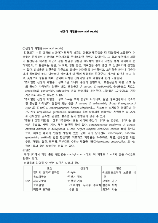 신생아 패혈증(neonatal sepsis)