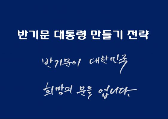 반기문 대통령 만들기 전략