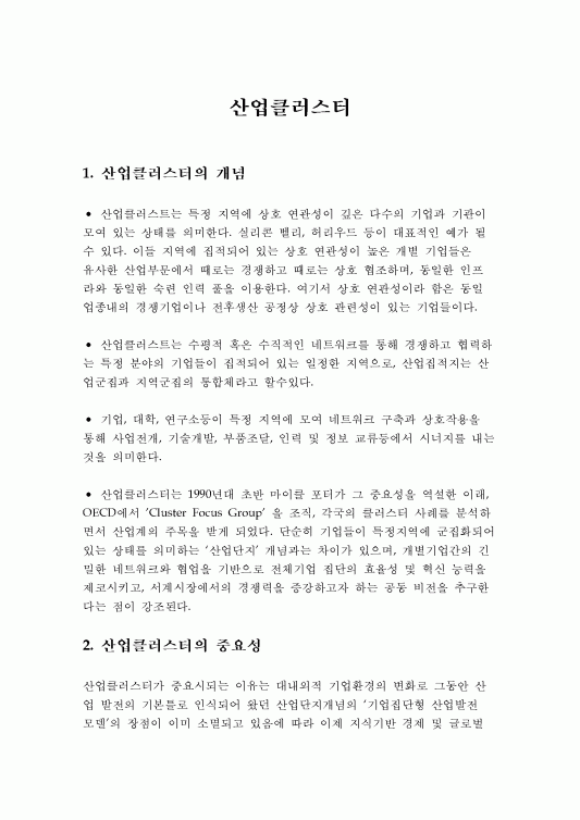 산업클러스터 레포트