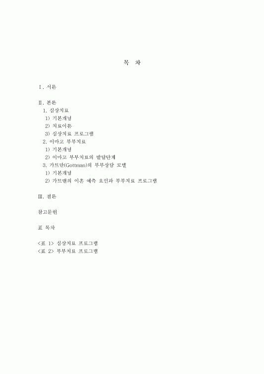 심상치료와 부부치료 모델