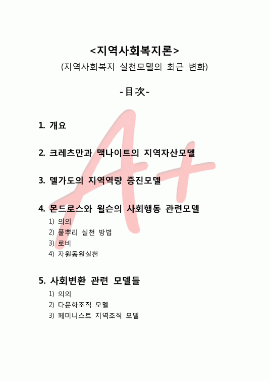 지역사회복지실천모델의 최근 변화