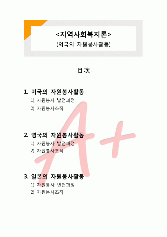 외국의 자원봉사활동