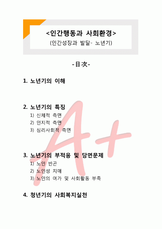 <,시험대비> [인간행동과 사회환경] 노년기