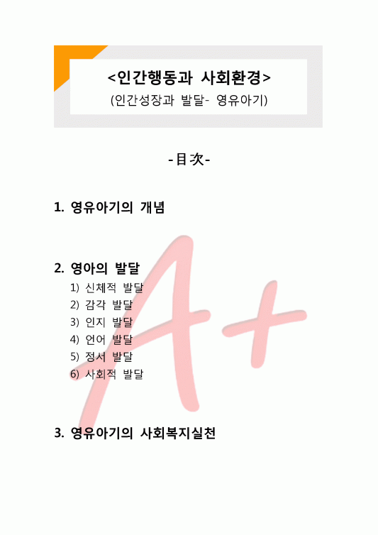 <,시험대비> [인간행동과 사회환경] 영유아기