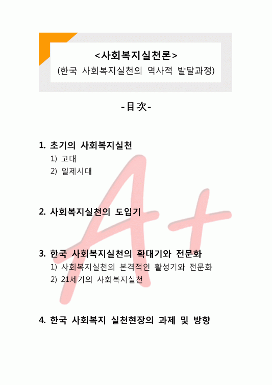 <,시험대비> [사회복지실천론] 한국 사회복지실천의 역사적 발달과정