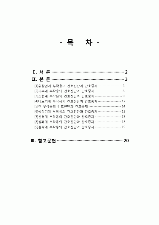 항암화학요법 부작용에 대한 간호진단 및 간호중재