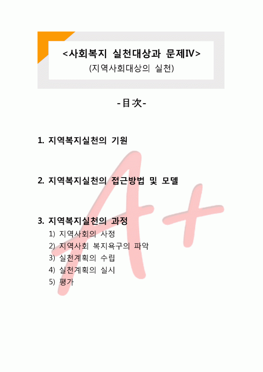 <,시험대비> [사회복지실천론] 사회복지 실천대상과 문제4- 지역사회대상의 실천