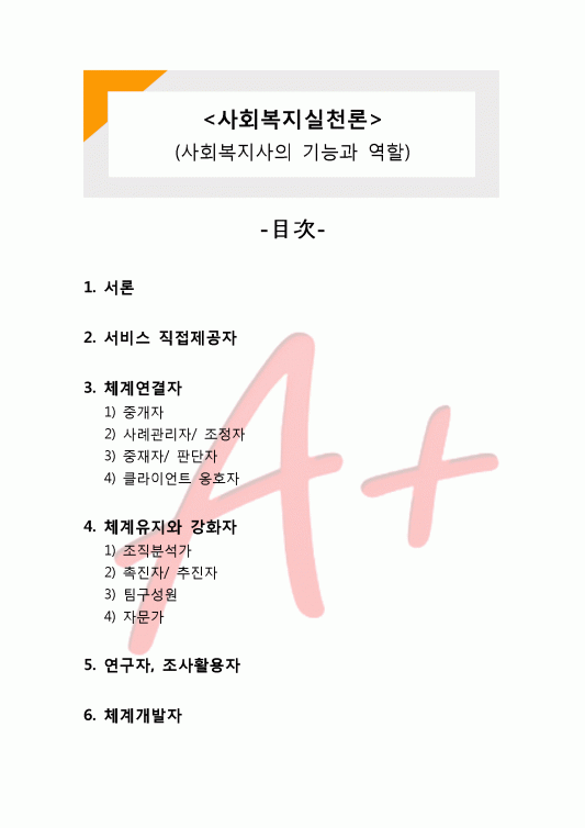 <,시험대비> [사회복지실천론] 사회복지사의 기능과 역할