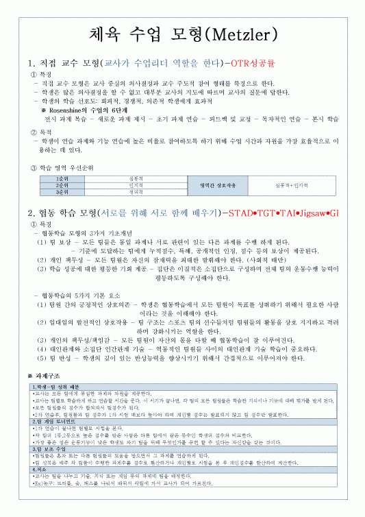 메츨러 체육수업모형