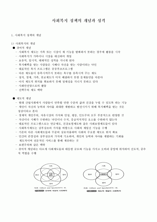 사회복지 정책의 개념과 성격
