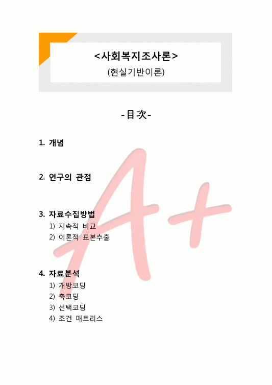 (시험대비) [사회복지조사론] 현실기반이론