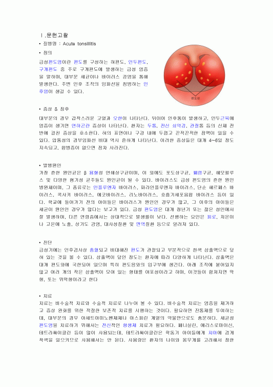 편도선염case 레포트 자료