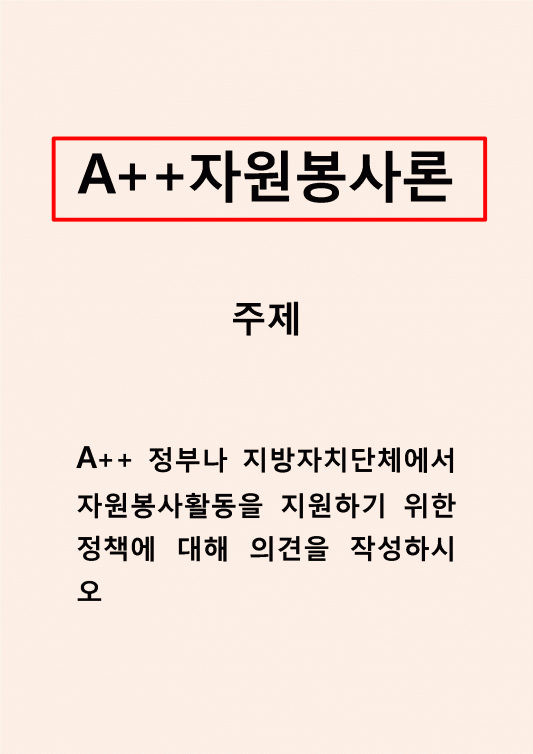 자원봉사론_정부나 지방자치단체에서 자원봉사활동을 지원하기 위한 정책에 대해 의견을 작성하시오