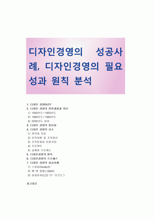 [디자인경영] 디자인경영의 성공사례,   디자인경영의 필요성과 원칙 분석