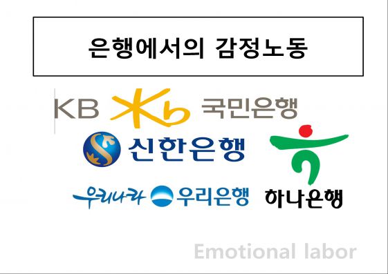 은행에서의 감정노동 : 은행에서의 감정노동