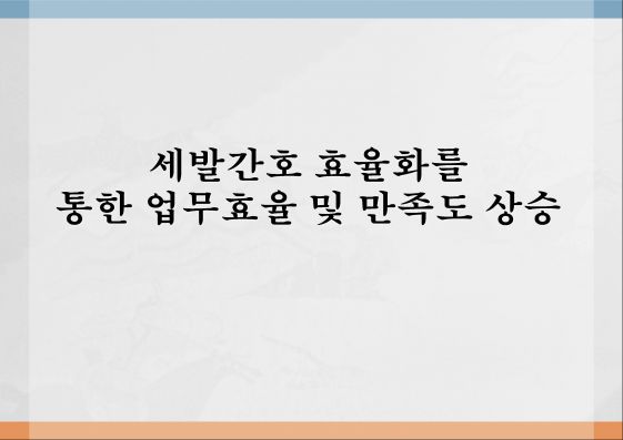 세발간호 효율화를 통한 업무효율 및 만족도 상승