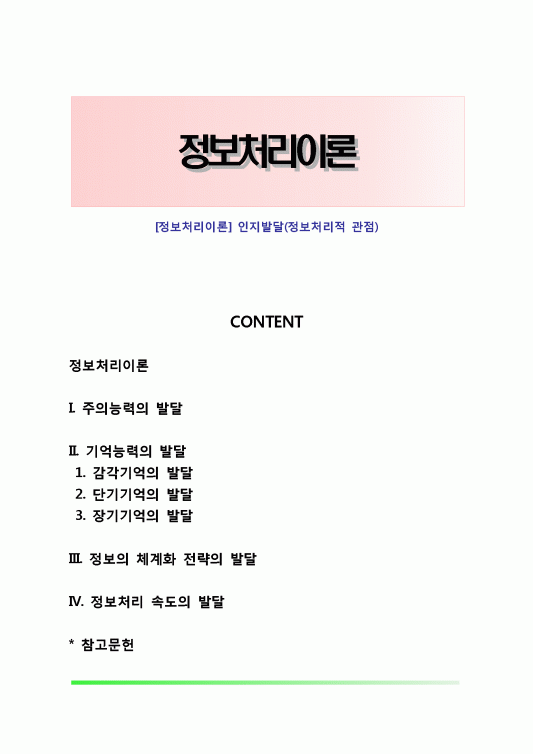 [정보처리이론] 인지발달(정보처리적 관점)