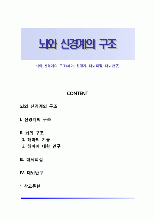 뇌와 신경계의 구조(해마, 신경계, 대뇌피질, 대뇌반구)