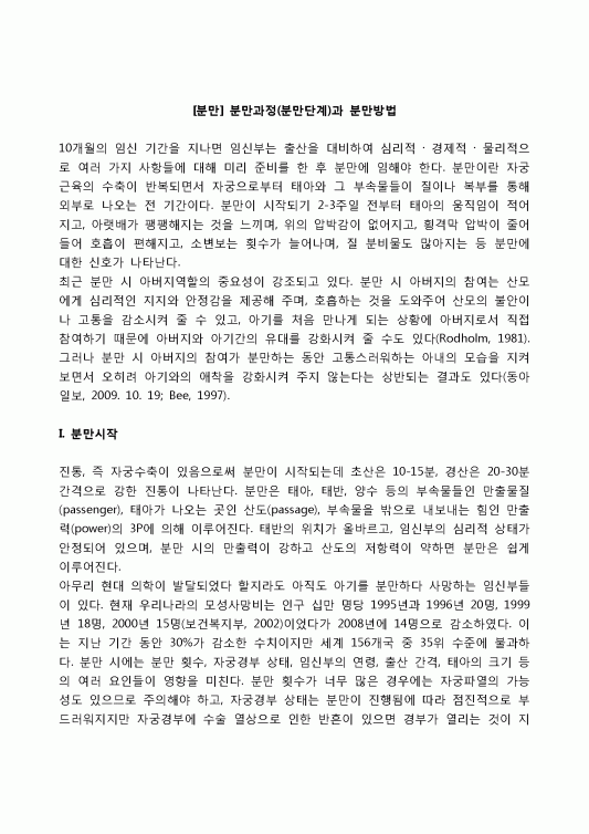 [분만] 분만과정(분만단계)과 분만방법