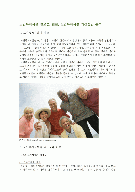[노인복지시설] 노인복지시설 필요성, 현황, 노인복지시설 개선방안 분석 - 노인복지시설 필요성, 현황, 개선방안