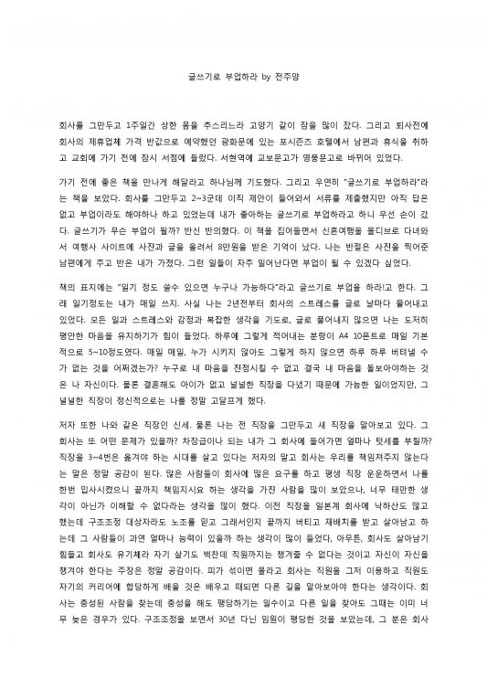 글쓰기로 부업하라 독후감 감상